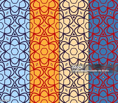 고유 추상 기하학적 패턴의 집합입니다 원활한 벡터 일러스트입니다 선형 배경 레이스 질감 부족 민족 아랍어 패션 장식 장식 0명에 대한 스톡 벡터 아트 및 기타 이미지