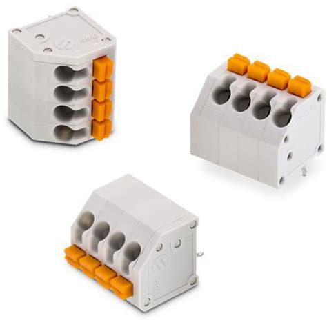 Wurth Elektronik 691412420004 Terminal Block 7 62mm Pitch Screwless 45 Deg 16 30 Awg 4 Pins