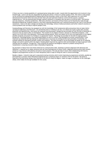 University Personal Statement For Biomedical Engineering Read