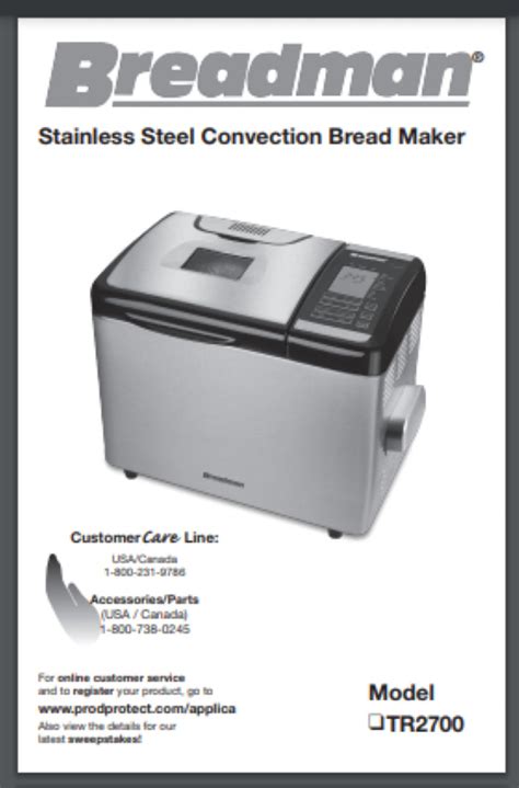 Breadman Tr2700 Bread Maker Machine Owner And Recipe Manual 80 Pages Etsy