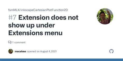 Extension Does Not Show Up Under Extensions Menu · Issue 7 · Fsmmlk