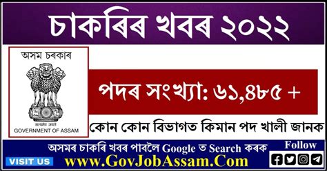 চাকৰি খবৰ আবেদন কৰক ৬১৪৮৫ বিভিন্ন বিভাগৰ চাকৰিৰ পদত ৮ পাছৰ পৰা