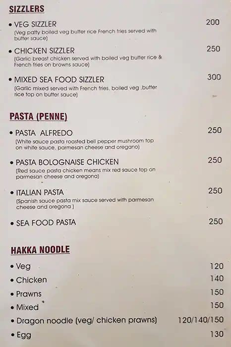Menu At Antique Mardol Ponda