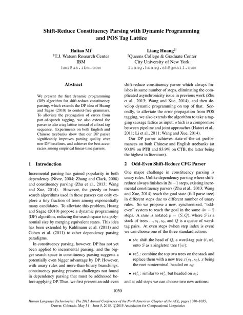 Pdf Shift Reduce Constituency Parsing With Dynamic Programming And Pos Tag Lattice