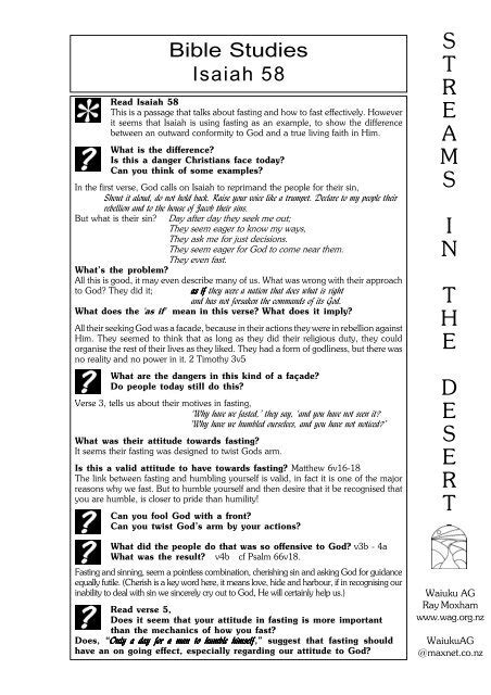 Isaiah 58 Small Group Bible Studies