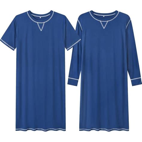 Swomog Mens Nightshirts Big And Tall Henley Sleep Shirt Loose Nightgown