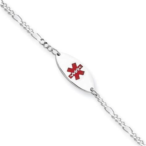 Figaro Link Medical Id Bracelet For Girls