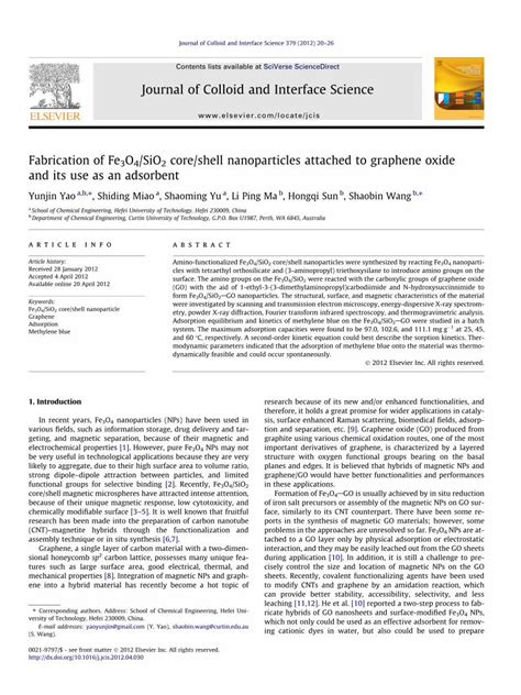 pdf fabrication of fe3o4 sio2 core shell nanoparticles attached to