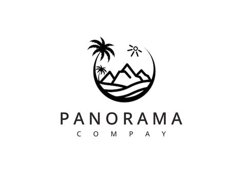Premium Vector Hill View Vector Logo Design Illustration With Beach