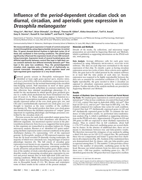 Pdf Influence Of The Period Dependent Circadian Clock On Diurnal