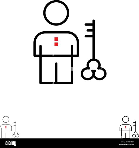 Solution Key Lock Man Person Provider Security Bold And Thin Black Line Icon Set Stock
