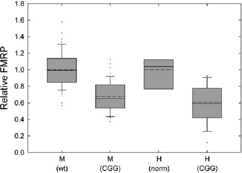 Box Plot Comparison Of Human And Mouse Brain Fmrp Levels Fmrp Levels