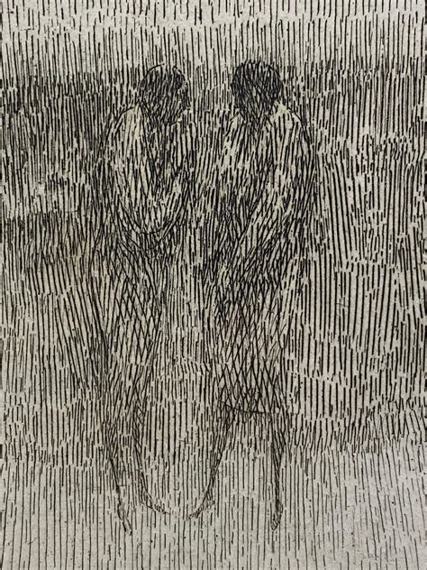 Harold Altman Conversation Panoramic Mid Century Modern Etching For