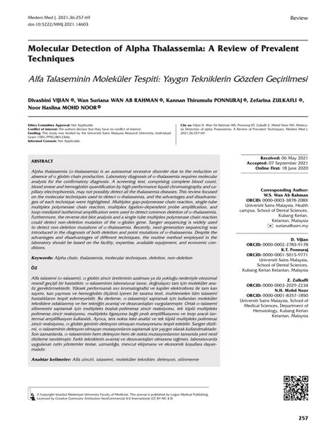 PDF Molecular Detection Of Alpha Thalassemia A Review Of Prevalent Techniques