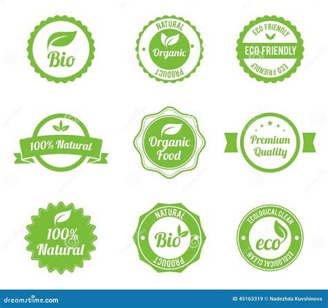 Eco Vintage Labels Bio Template Set Stock Vector Illustration Of