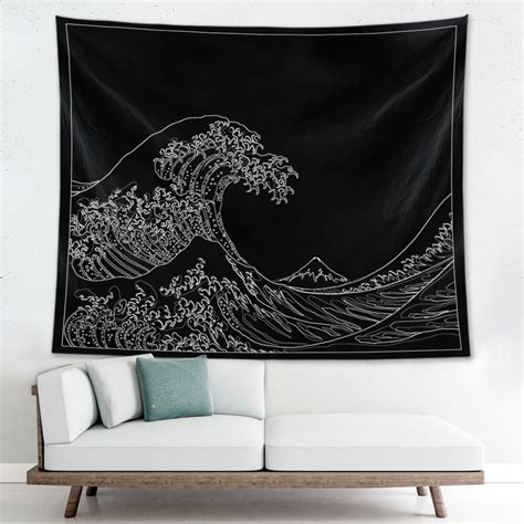 The Great Wave Off Kanagawa Hokusai Wall Art Wall Tapestry Etsy