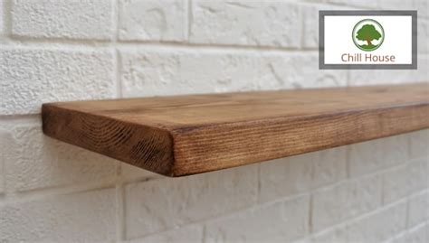 Rustic Floating Shelf Solid Wood Chunky Handmade With Brackets Etsy