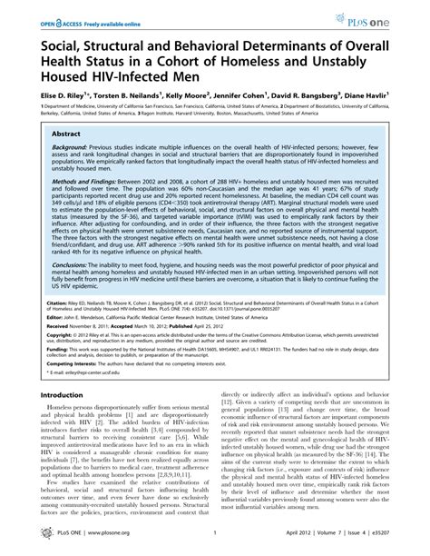 Pdf Social Structural And Behavioral Determinants Of Overall Health