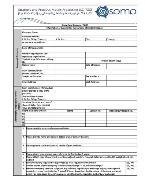 Spmp Kyc Form Download Free Pdf Audit Signature