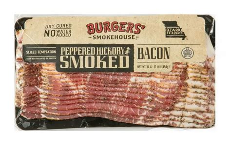 Sliced Hickory Smoked Peppered Country Bacon Dry Cured Pepper Coated