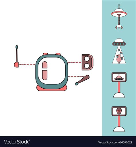 Collection Of Icons And Space Saucers Aliens Vector Image