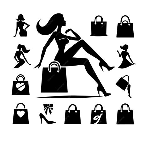 Premium Vector Shopping Girl Vector Silhouette Set Of Woman