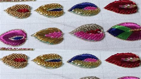 Aari Work Different Types Embossed Leaf Filling Design Tamil Youtube
