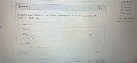 Solved Select The Answer With The Correct Number Of Decimal Chegg