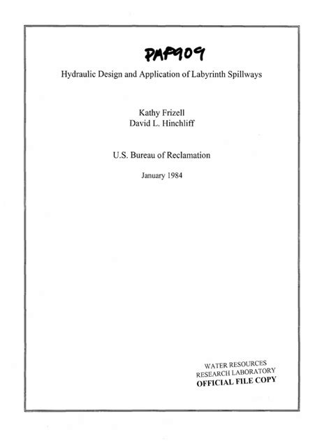 Hydraulic Design And Application Of Labyrinth Spillways Pdf