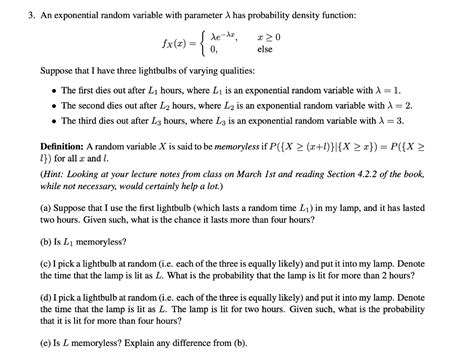 solved 3 an exponential random variable with parameter