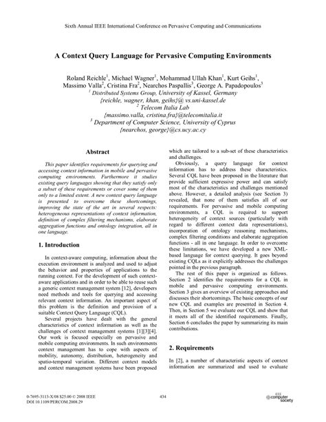 Pdf A Context Query Language For Pervasive Computing Environments
