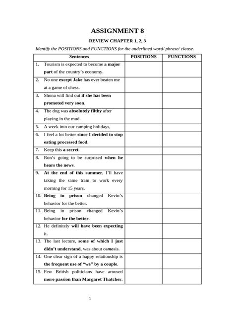 Assignment 8 The Revision Of Positional Classes And Basic Clauses Pdf