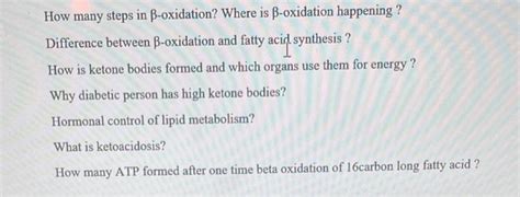 Solved How many steps in β oxidation Where is β oxidation Chegg