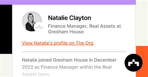 Natalie Clayton Finance Manager Real Assets At Gresham House The Org