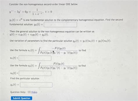Solved Consider The Non Homogeneous Second Order Linear ODE Chegg