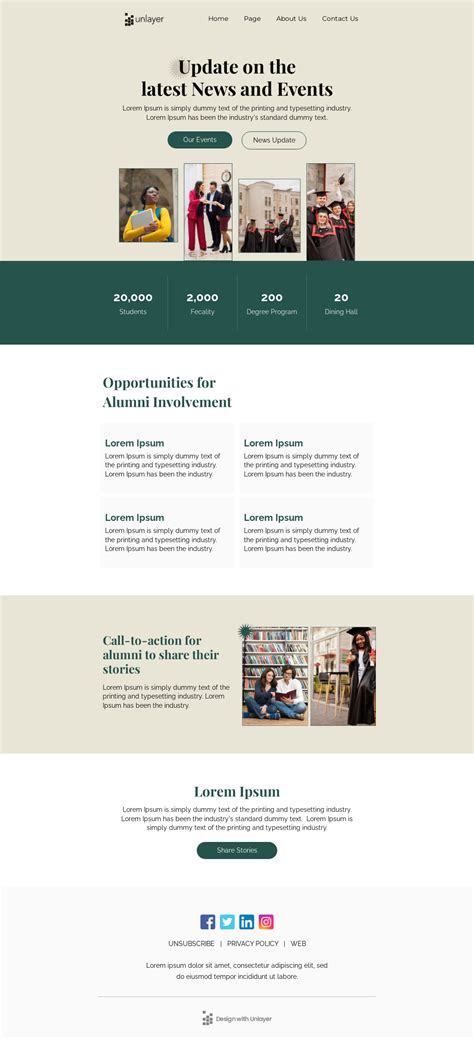 Alumni Newsletter Email Template Unlayer