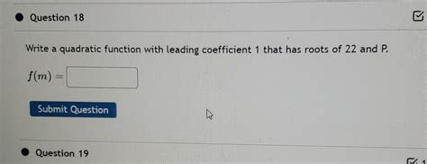 Solved Write A Quadratic Function With Leading Coefficient 1