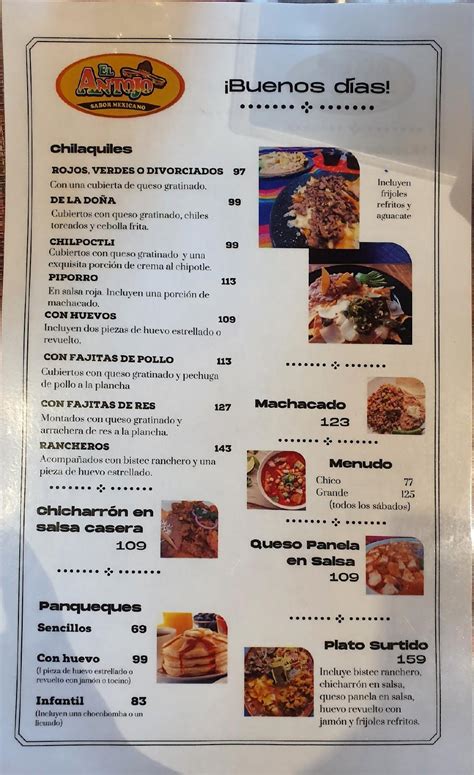 Carta Del Restaurante El Antojo Sabor Mexicano Piedras Negras