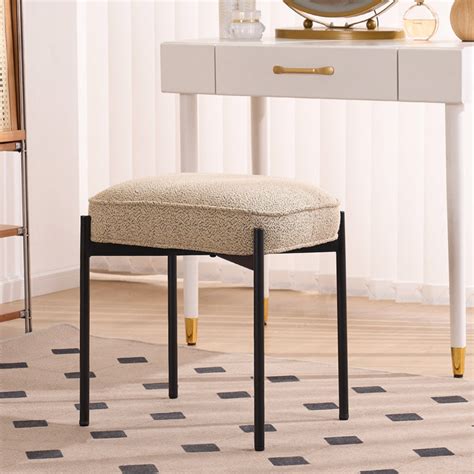 Ebern Designs Romere Vanity Stool Fabric Upholstered Accent Stool