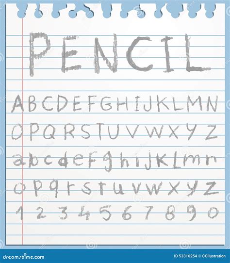 Font Pencil Crayon Handwritten Vector Illustration Stock Vector