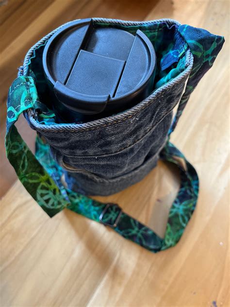 Unique Upcycled Denim Water Bottle Bag One Of A Kind Bag Made From