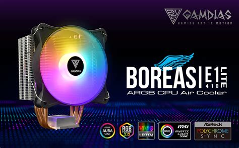 GAMDIAS Boreas E Lite RGB CPU Air Cooler Extra Thick Aluminum Base Plate With Mm ARGB