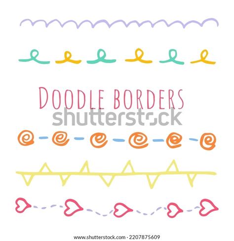 Ribbon Borders Dividers Set Hand Drawn Stock Vector Royalty Free
