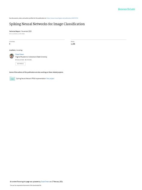 Spiking Neural Nets For Image Classification Pdf Artificial Neural Network Artificial