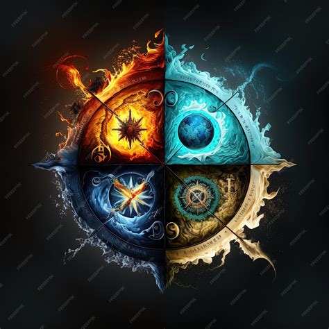 Premium Photo Four Elements Compass Generative Ai Colorful Magical