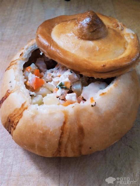 Рецепт Жаркое в съедобном горшочке из теста Из курицы и овощей по домашнему