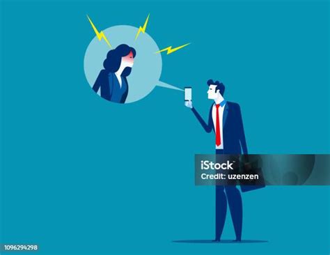 직원으로 화가 관리자 전화입니다 컨셉 비즈니스 벡터 일러스트 레이 션 불평 이야기 화난 사람 경영자에 대한 스톡 벡터 아트 및