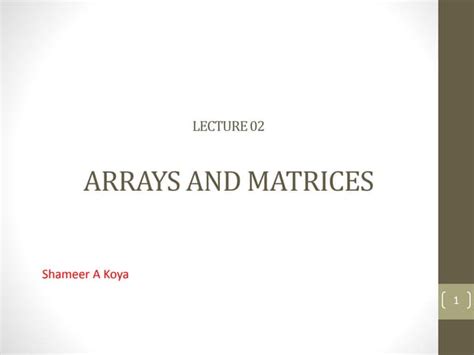 Matlab Arrays And Matrices Ppt