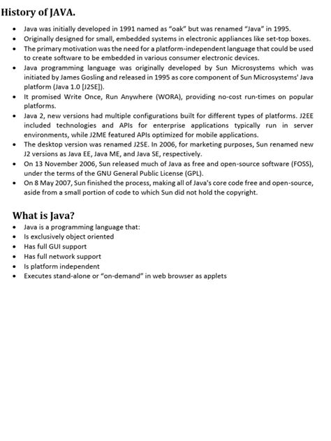 Java Notes Pdf Java Programming Language Java Software Platform