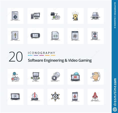 20 Software Engineering And Video Gaming Line Filled Color Icon Pack Like Reality Human